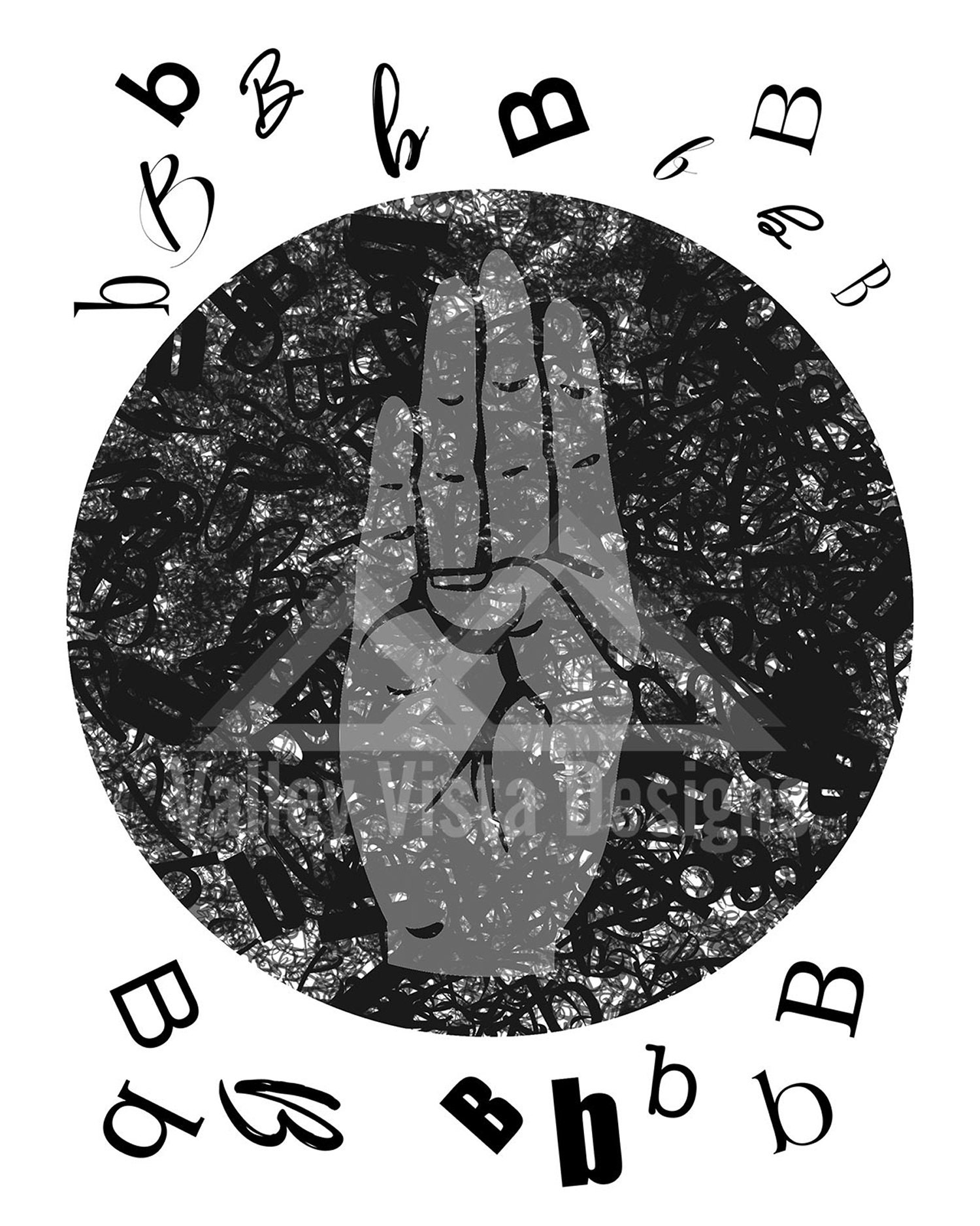 Sign Language Letter B Print Wall Art - Etsy