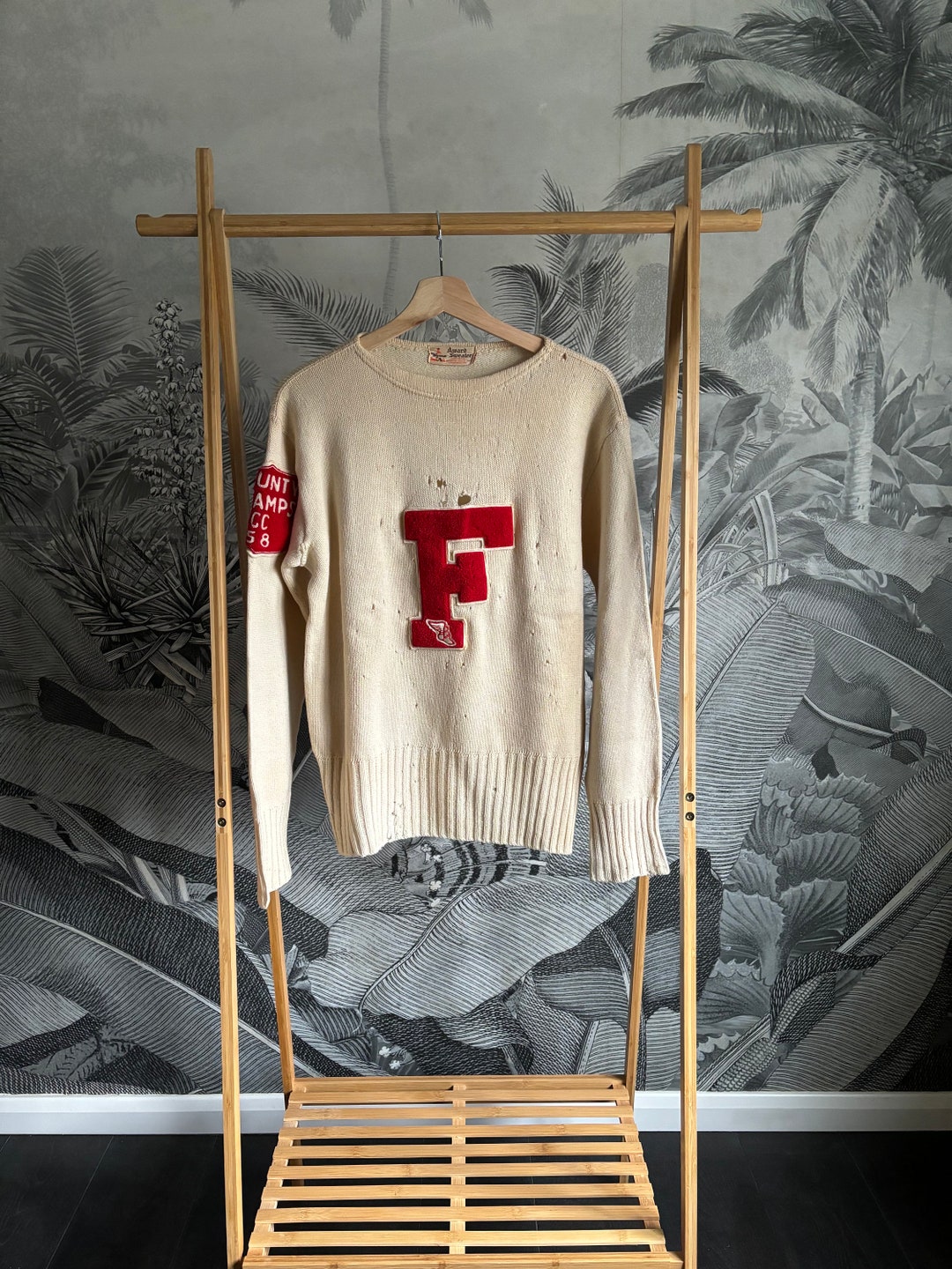 Vintage 1950s Wool Varsity Letterman Sweater Cream - Etsy