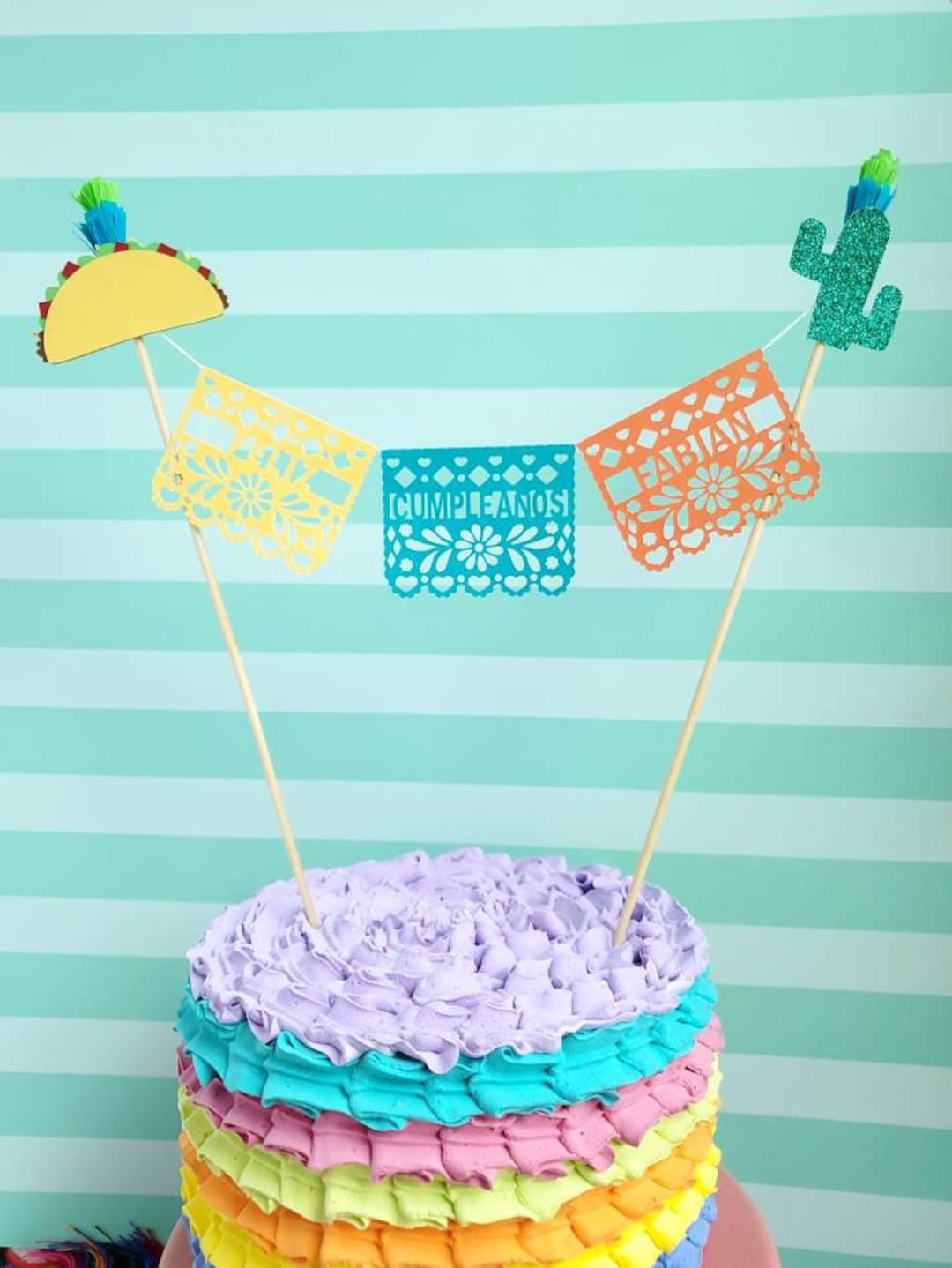 1 Papel Picado Cake Topper, Fiesta Cake Topper, Custom Fiesta Cake ...