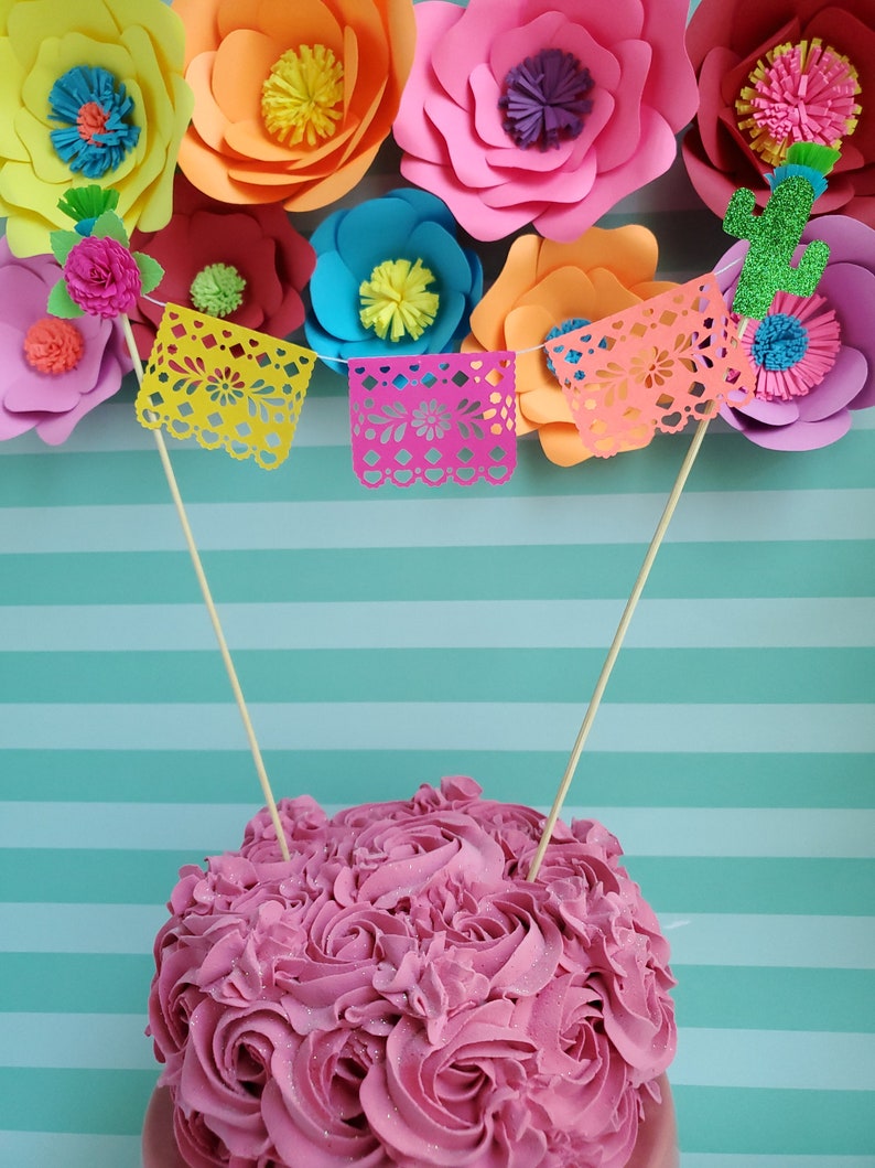 1x Papel Picado Cake Topper Fiesta Cake Topper First Fiesta - Etsy
