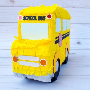 School Bus Party Favor Mini Piñata 7" Long (1pc), School Theme, Back to ...