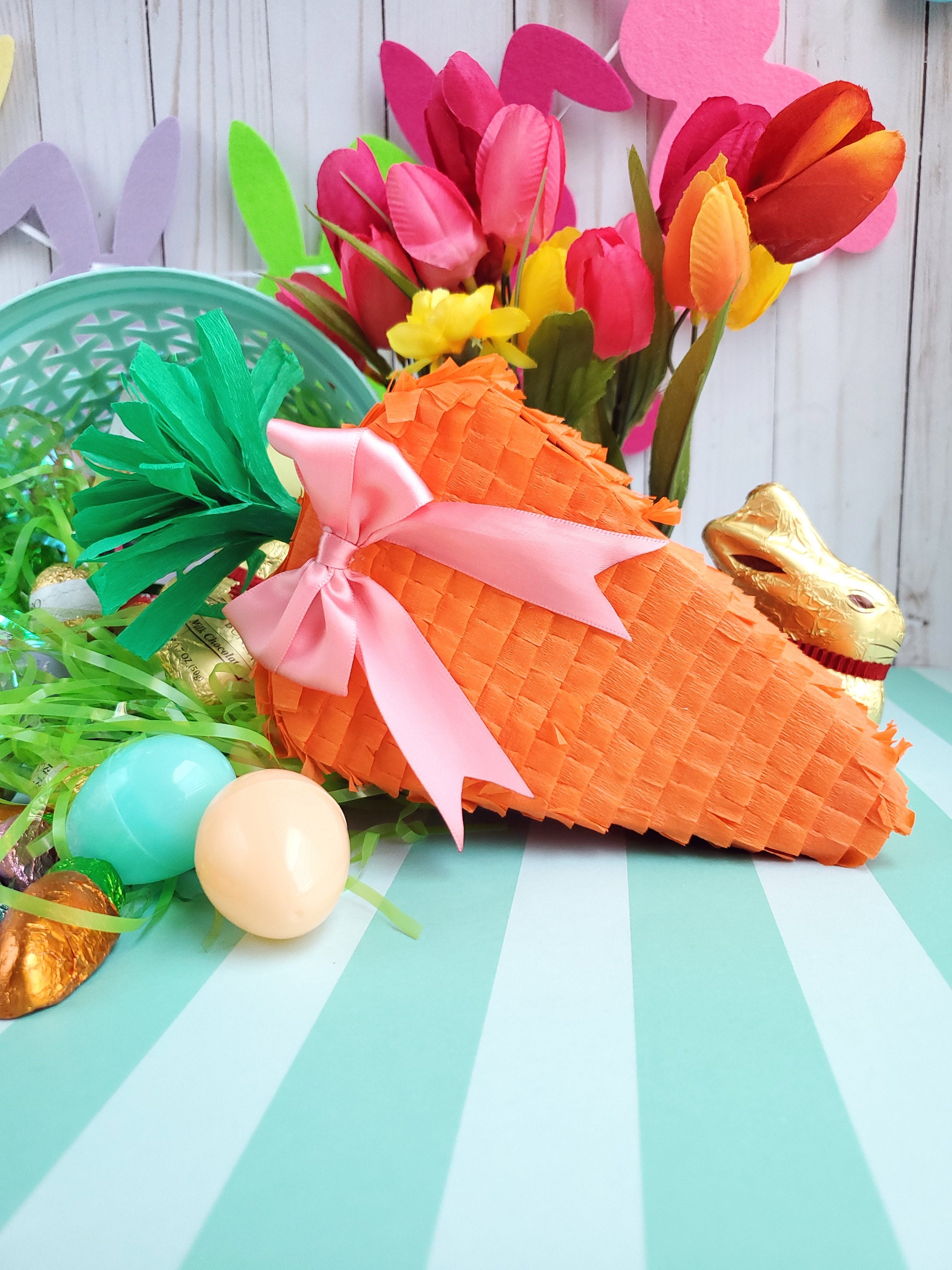 Carrot Mini Piñata 8 Carrot With Bow Decorated Carrot - Etsy