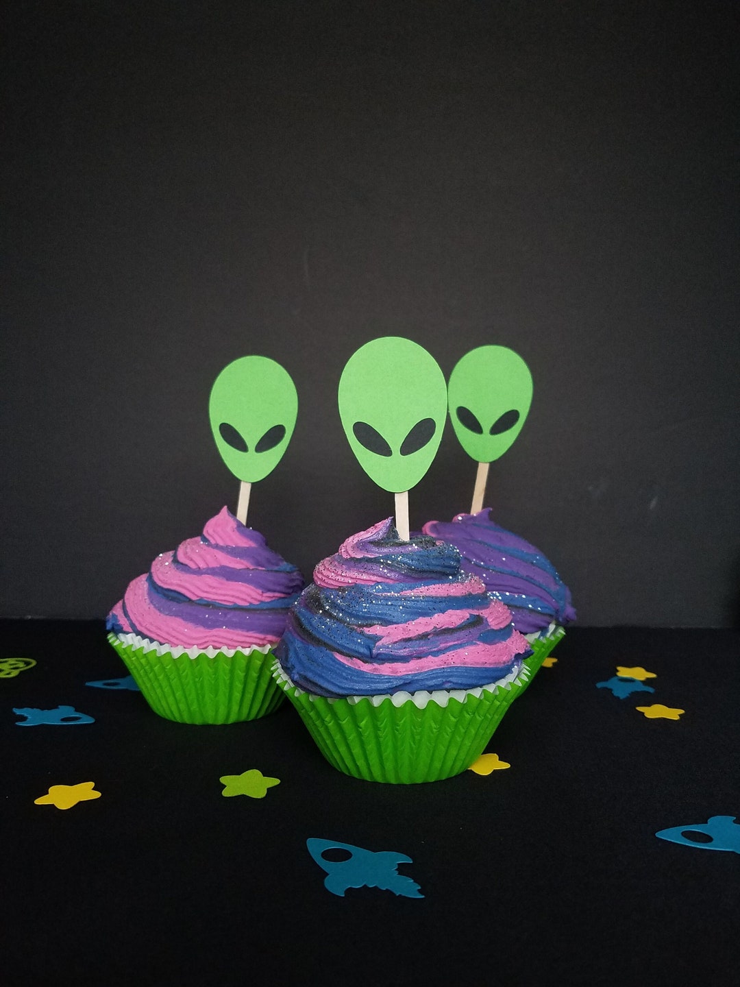 Alien Cupcake Toppers, Space Birthday Party Decorations (12ct) - Etsy