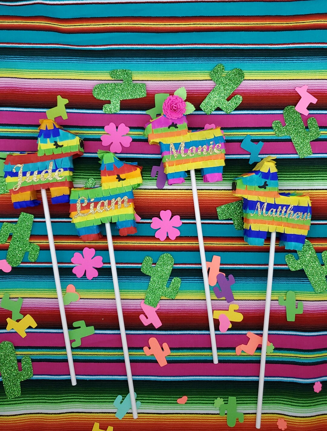 1x Mini Piñata Cake Topper With Name, Fiesta Baby Shower, Fiesta ...