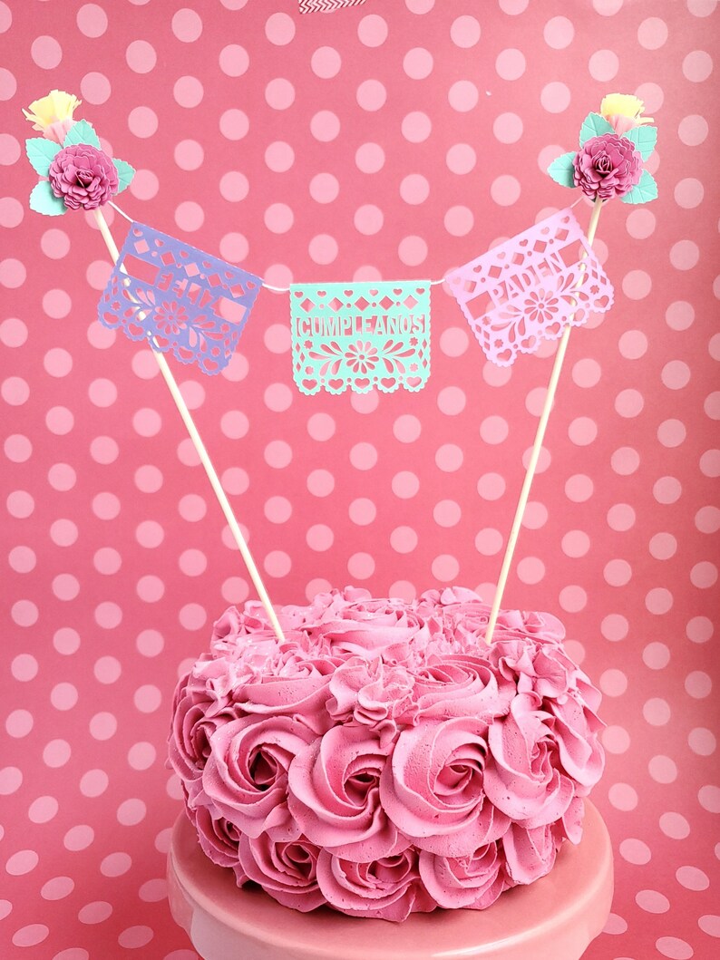 1 Papel Picado Cake Topper Fiesta Cake Topper Custom Fiesta - Etsy