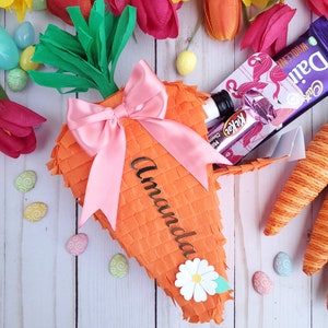 Carrot Mini Piñata 8", Carrot With Bow, Decorated Carrot, Veggie Party ...