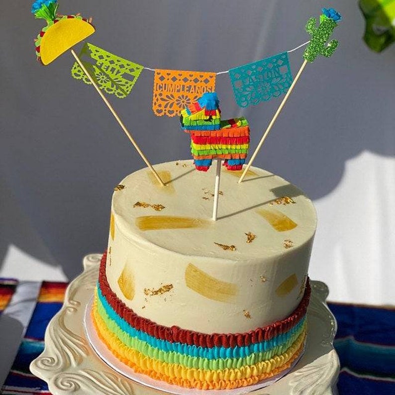 1 Papel Picado Cake Topper Fiesta Cake Topper Custom Fiesta - Etsy