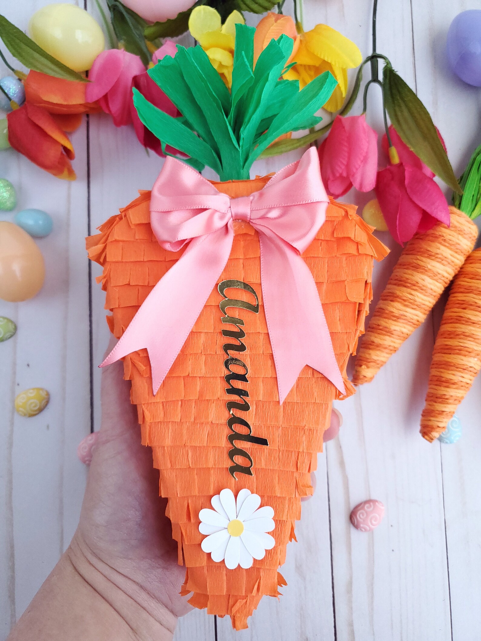 Carrot Mini Piñata 8 Carrot With Bow Decorated Carrot - Etsy