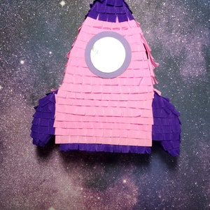 Rocketship Piñata Centerpiece 10" Space Theme Birthday Galaxy Party ...