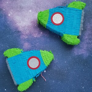Rocketship Piñata Centerpiece 10" Space Theme Birthday Galaxy Party ...