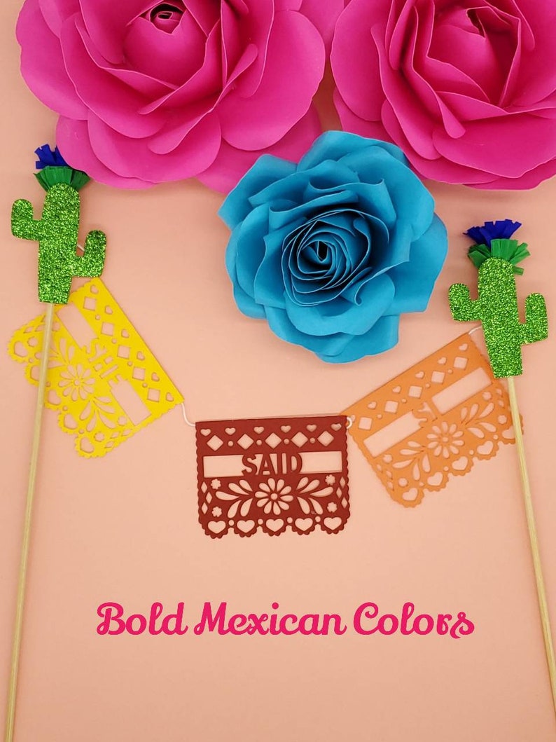 1 Papel Picado Cake Topper Fiesta Cake Topper Custom Fiesta - Etsy