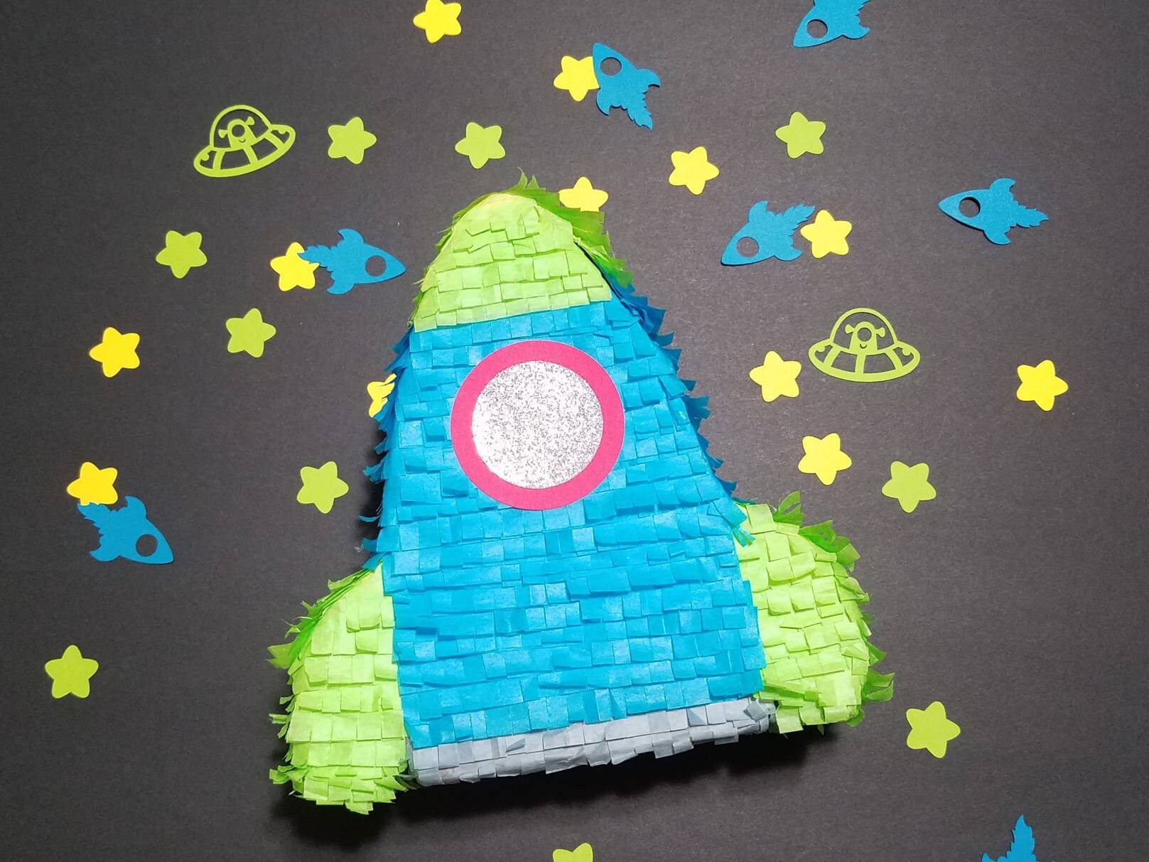 One 7 Rocket mini piñata favor box spaceship piñata | Etsy
