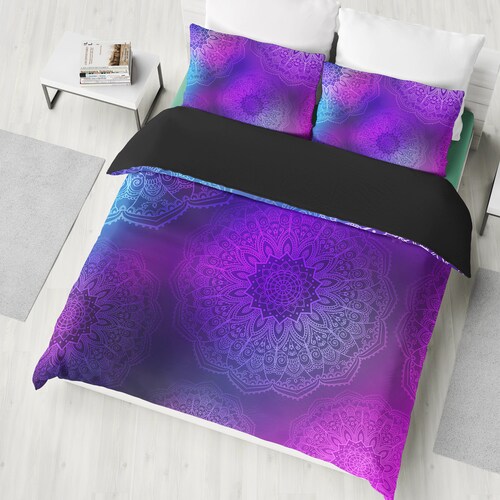 Purple Mandalas Bedding Set Duvet Cover 2 Pillow Cases - Etsy