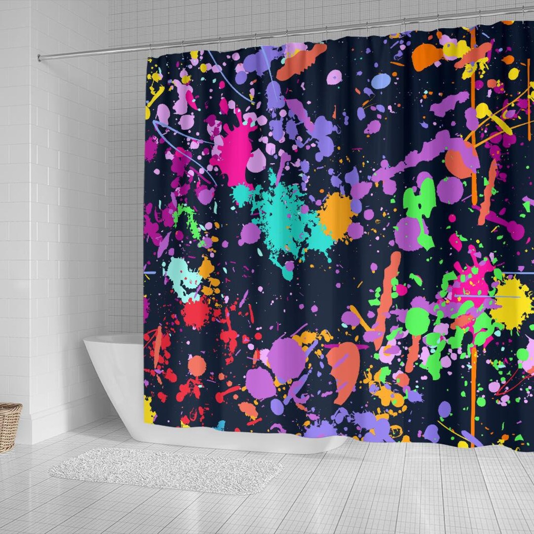 Colorful Paint Drip Abstract Art Shower Curtain Bathroom - Etsy