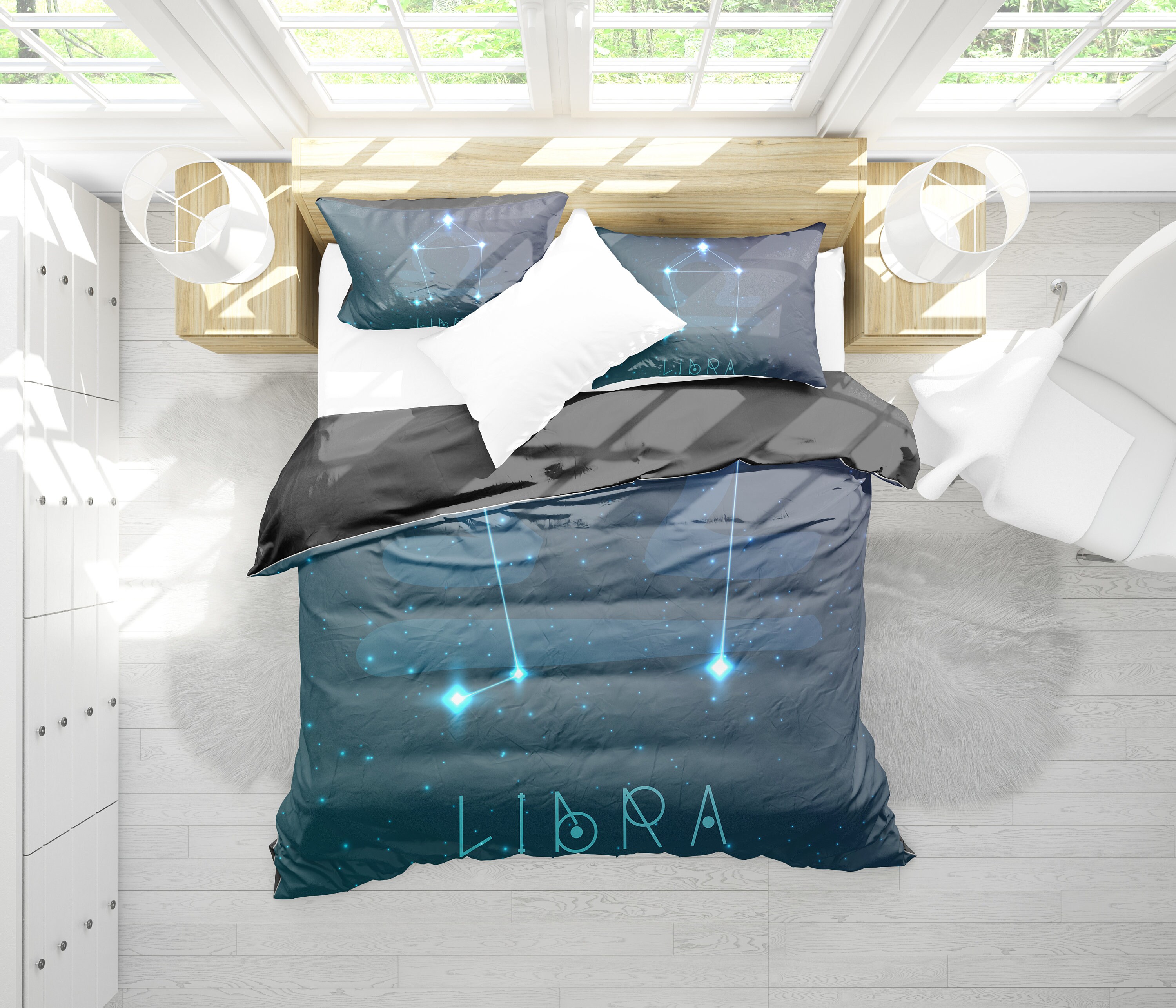 Libra Zodiac Sign Astrology Bedding Set Duvet Cover 2 Pillow - Etsy