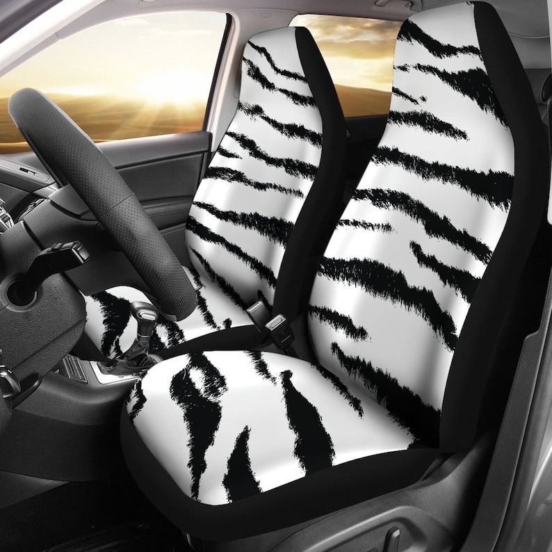 White Tiger Print Car Seat Covers Pair 2 Front Seat Covers - Etsy