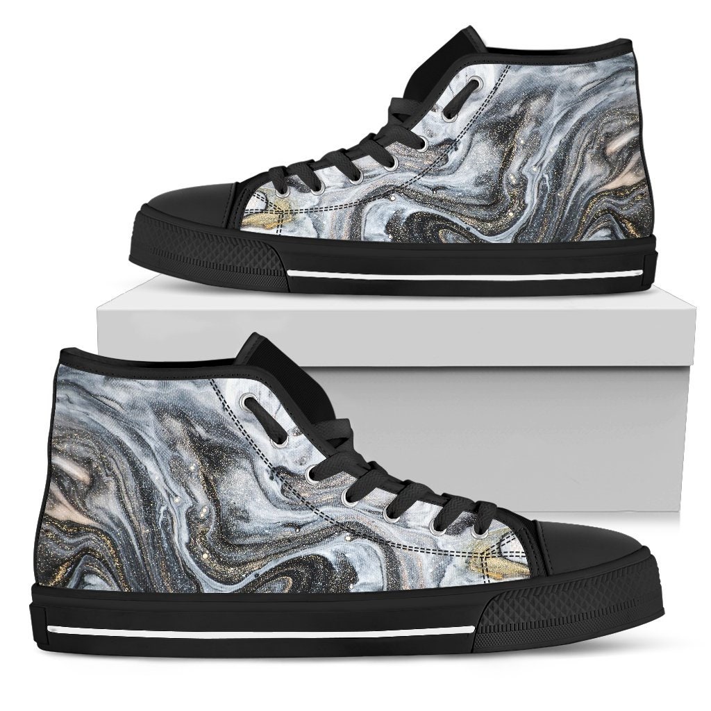 Brown Gold Marble Pattern Abstract Art High Top Shoes - Etsy