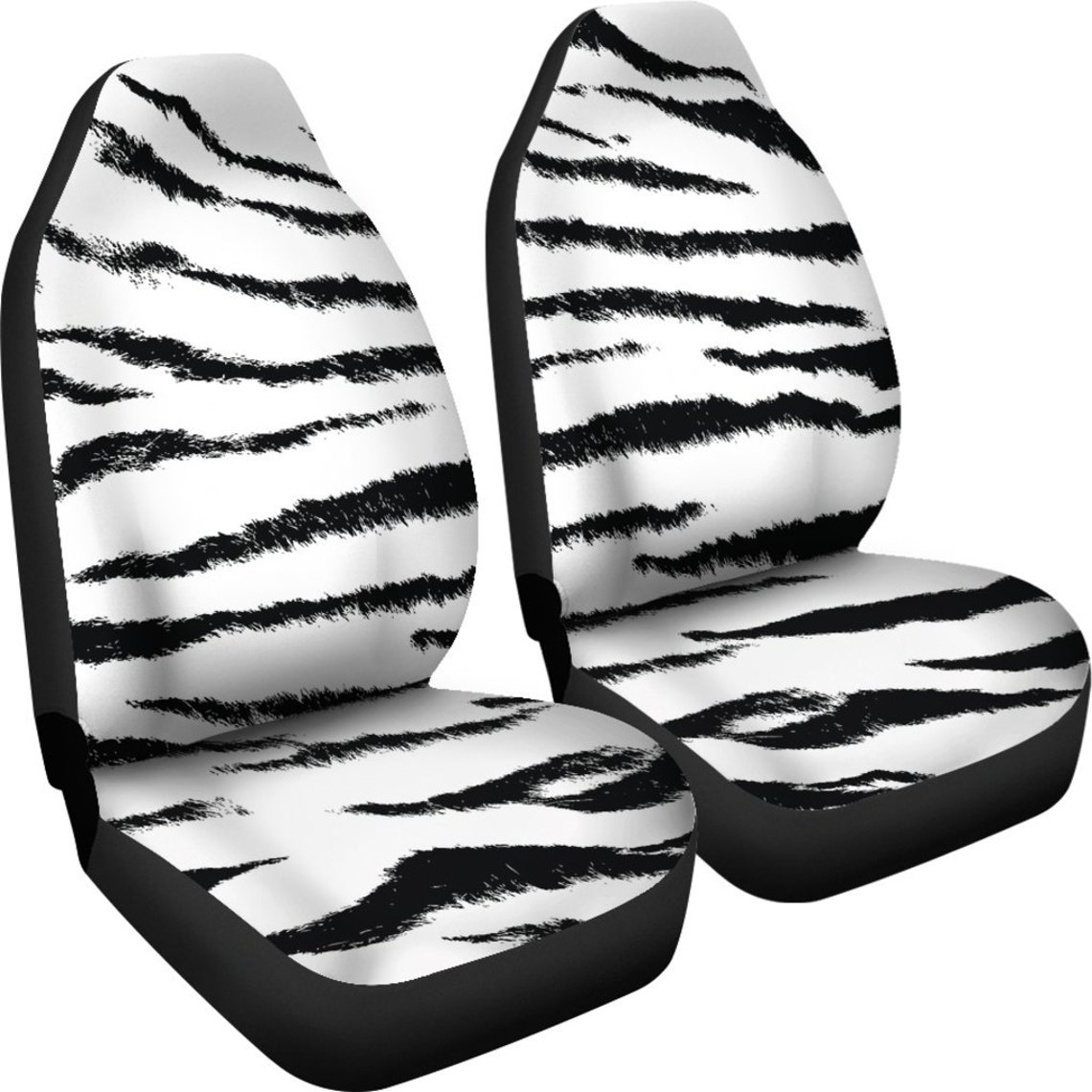 White Tiger Print Car Seat Covers Pair 2 Front Seat Covers | Etsy