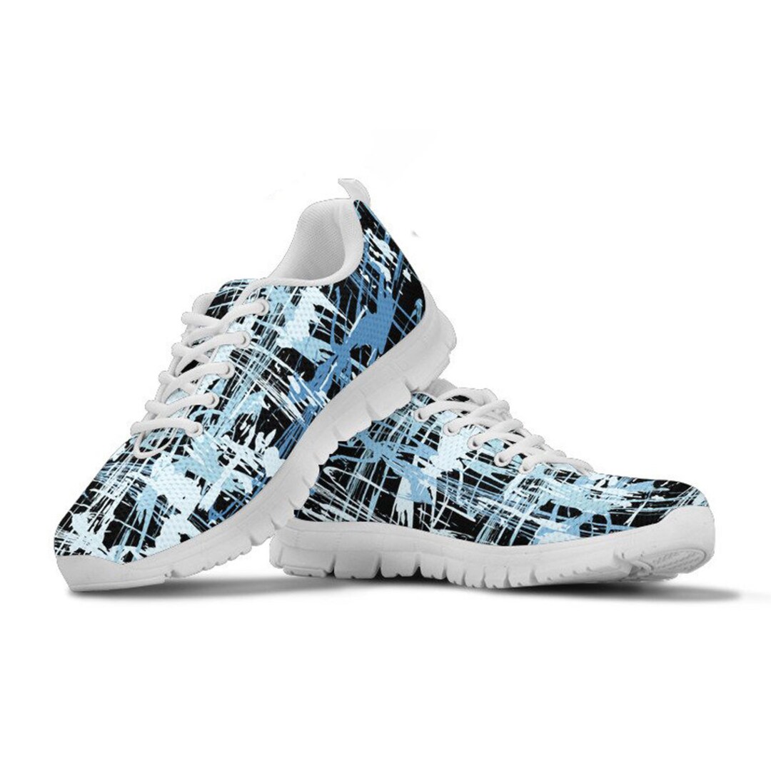 Blue Abstract Art Sneakers Artist Shoes Running Shoes - Etsy