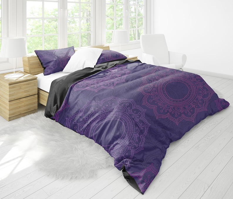 Purple Mandalas Bedding Set Duvet Cover 2 Pillow Cases - Etsy
