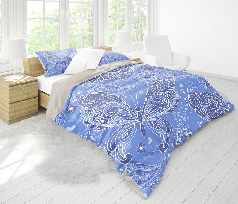 Purple Butterflies Butterfly Decor Bedding Set Duvet Cover 2 | Etsy