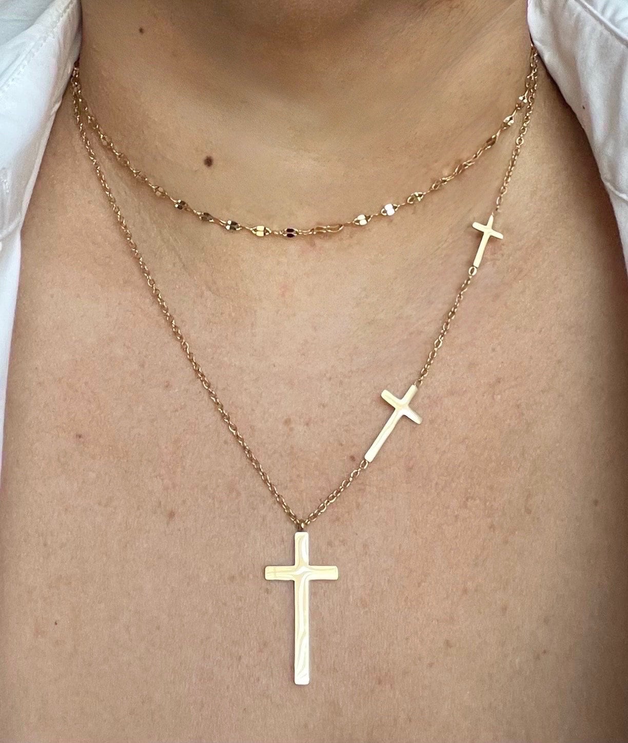 Three Cross Necklace,cross Layered Necklace, Cross Jewelry, Three ...