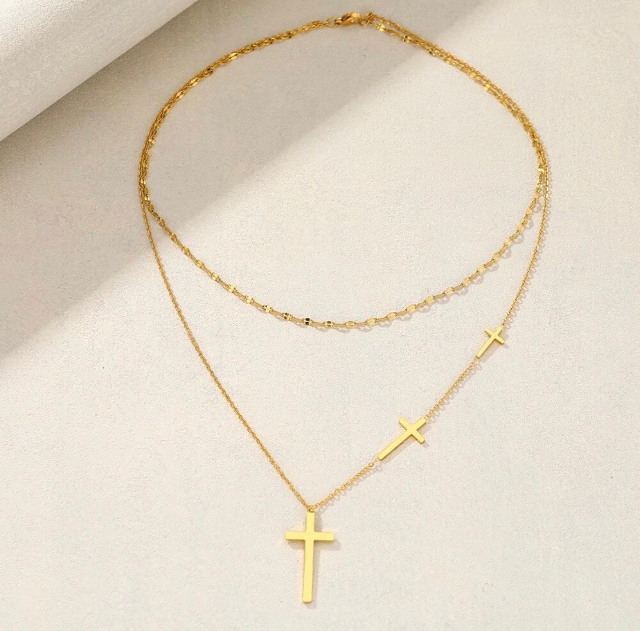 Three Cross Necklace,cross Layered Necklace, Cross Jewelry, Three ...