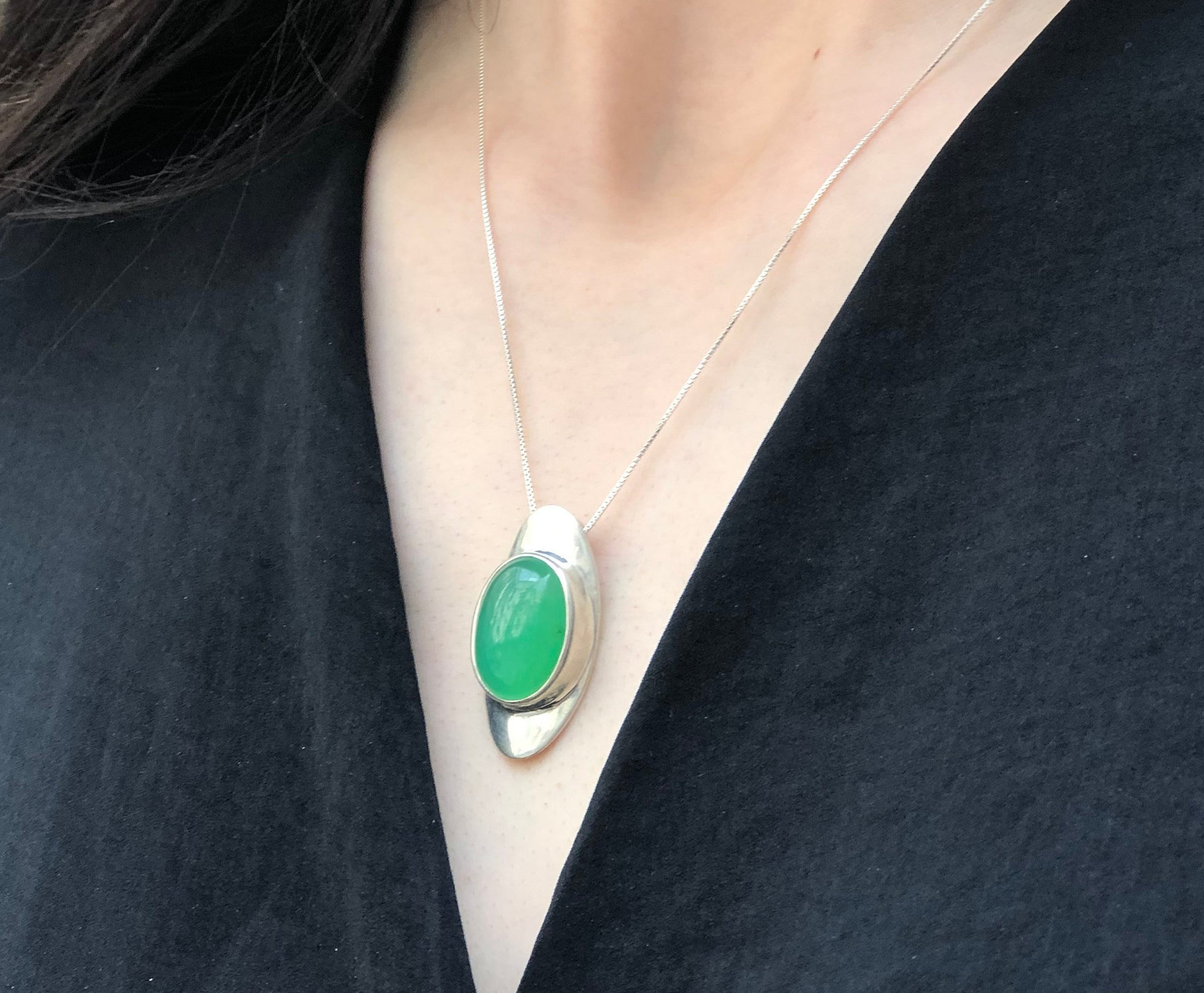 Chrysoprase Pendant Natural Chrysoprase Long Pendant Large | Etsy
