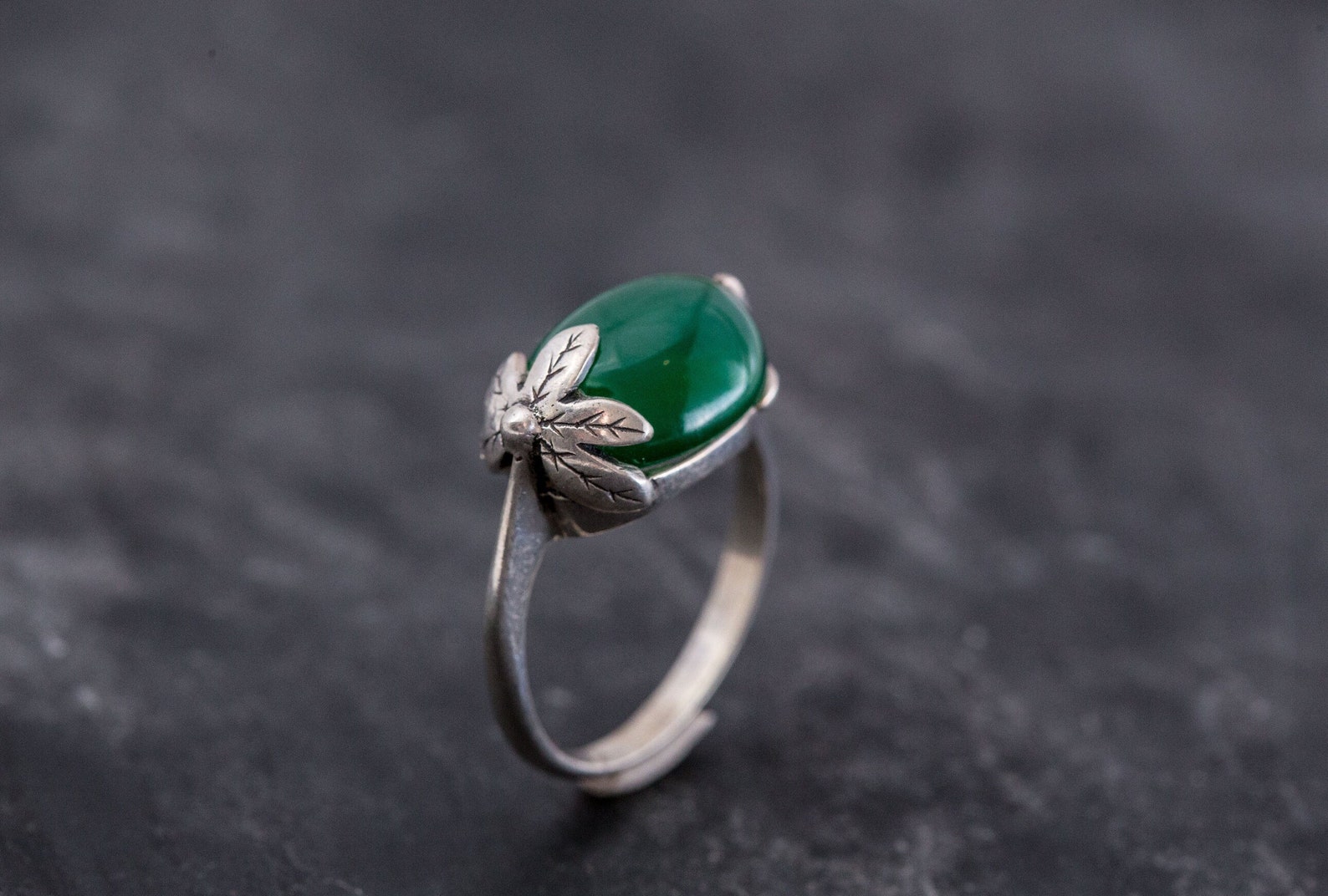 Leaf Ring, Green Emerald Ring, Created Emerald, Vintage Rings, Green ...