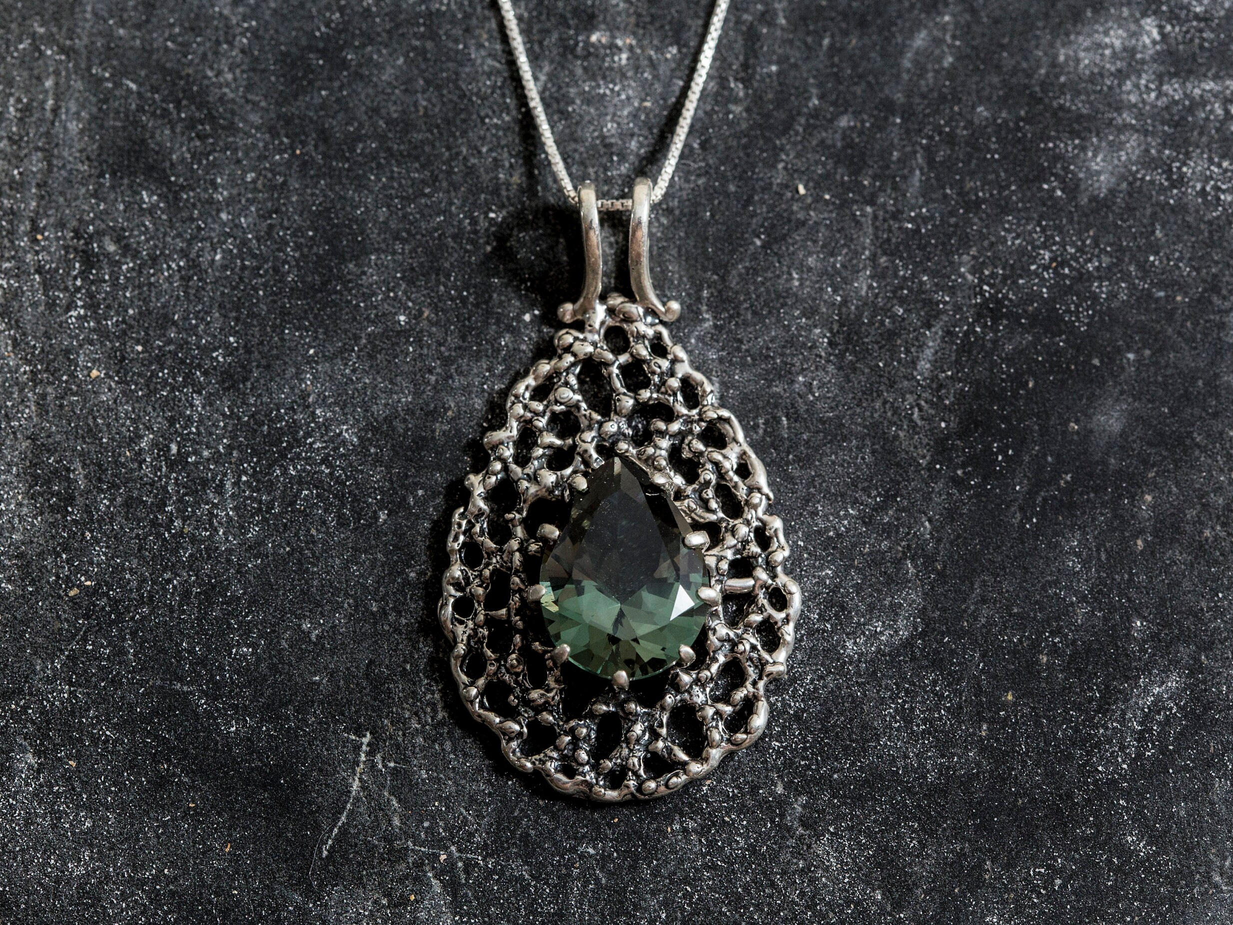 Green Diamond Pendant Created Diamond Green Stone Pendant | Etsy