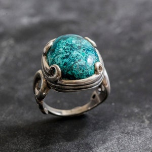 Artistic Blue Ring, Natural Chrysocolla, Vintage Rings, Sagittarius ...