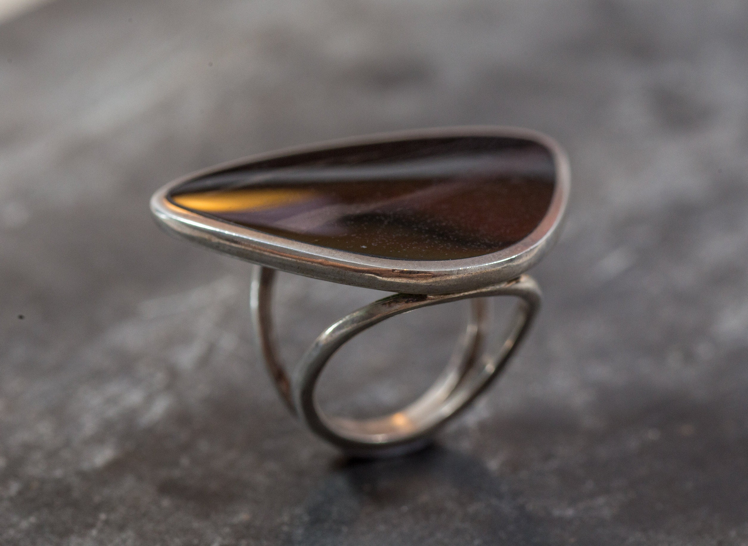 Obsidian Ring Natural Obsidian Black Ring Triangle Ring - Etsy UK