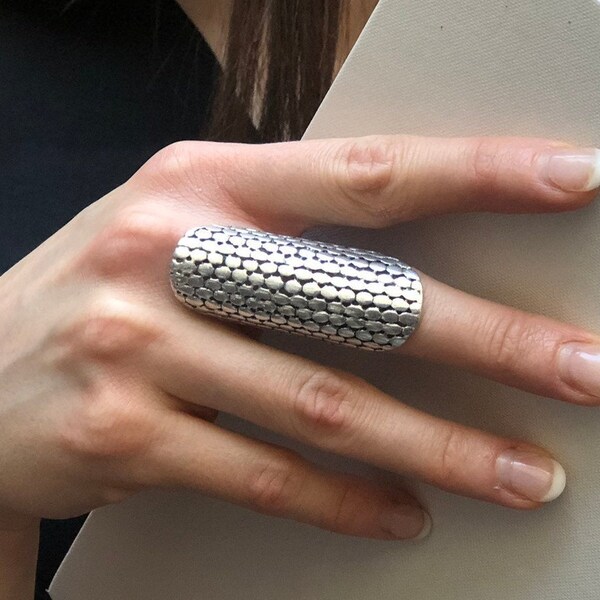 Long Silver Ring - Etsy