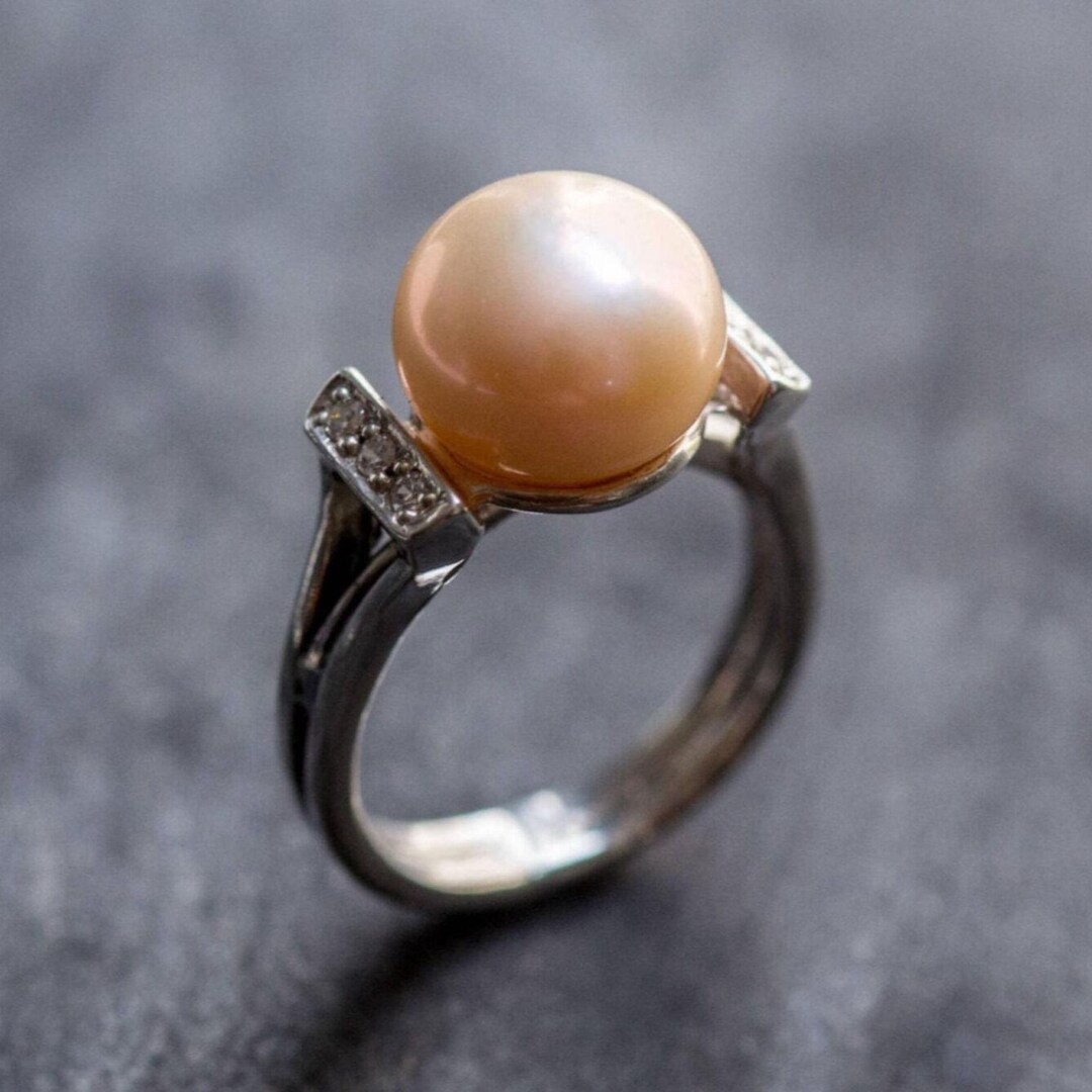 Beige Pearl Ring, Natural Pearl Ring, June Birthstone Ring, Pearl ...
