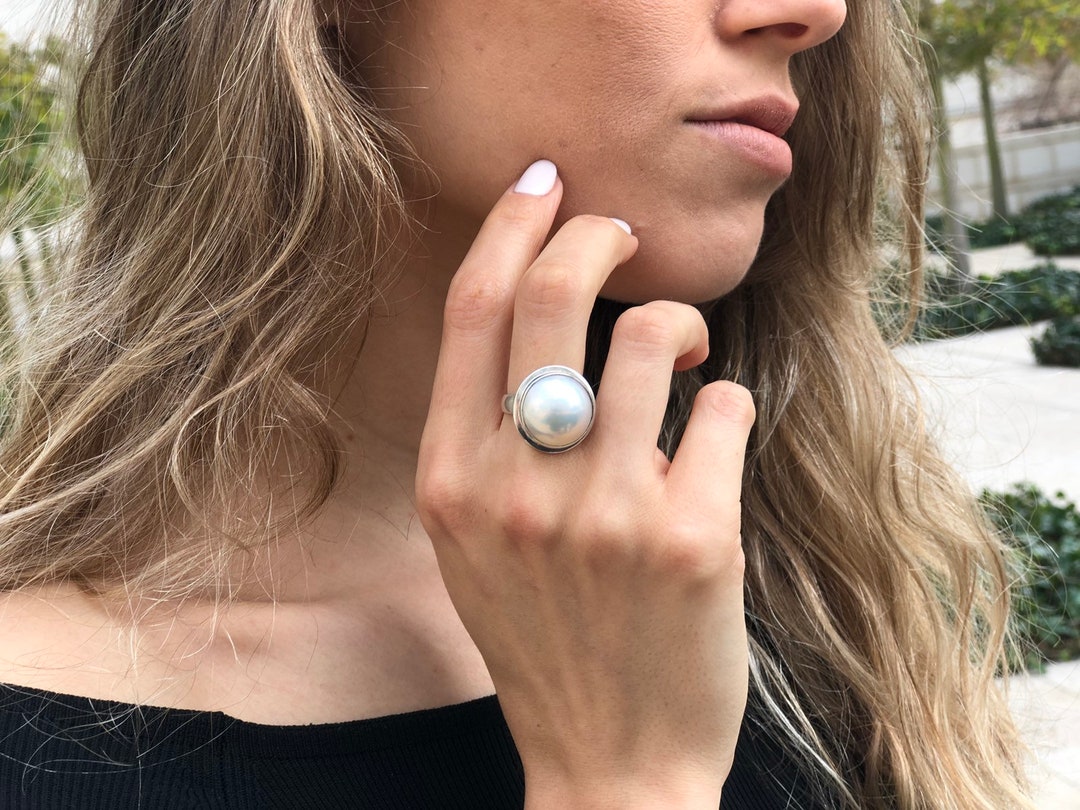 Mabe Pearl Ring, Natural Mabe Pearl, Chunky Pearl Ring, June Birthstone ...
