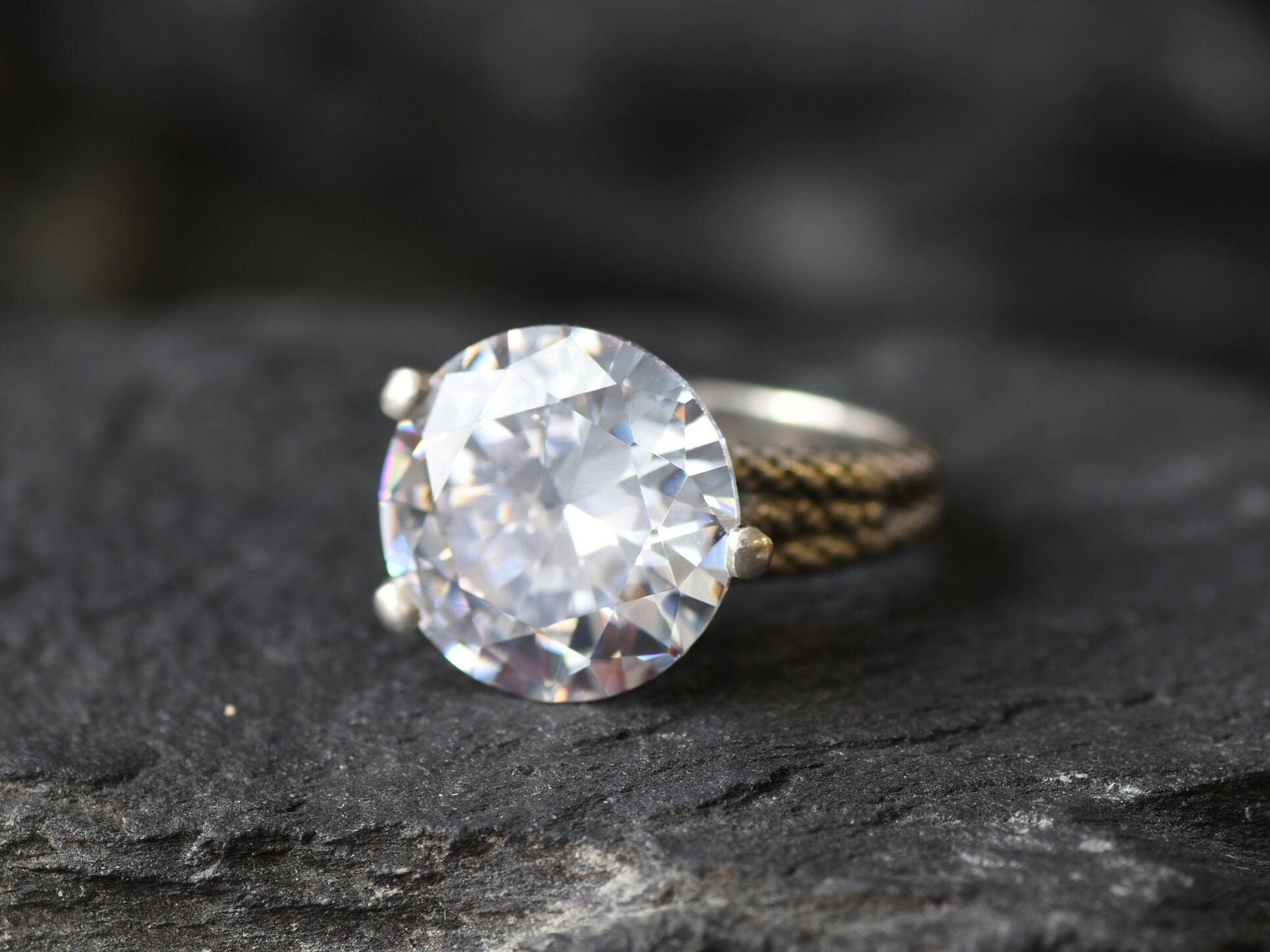 Large Diamond Ring Created CZ Diamond High Statement Ring | Etsy UK