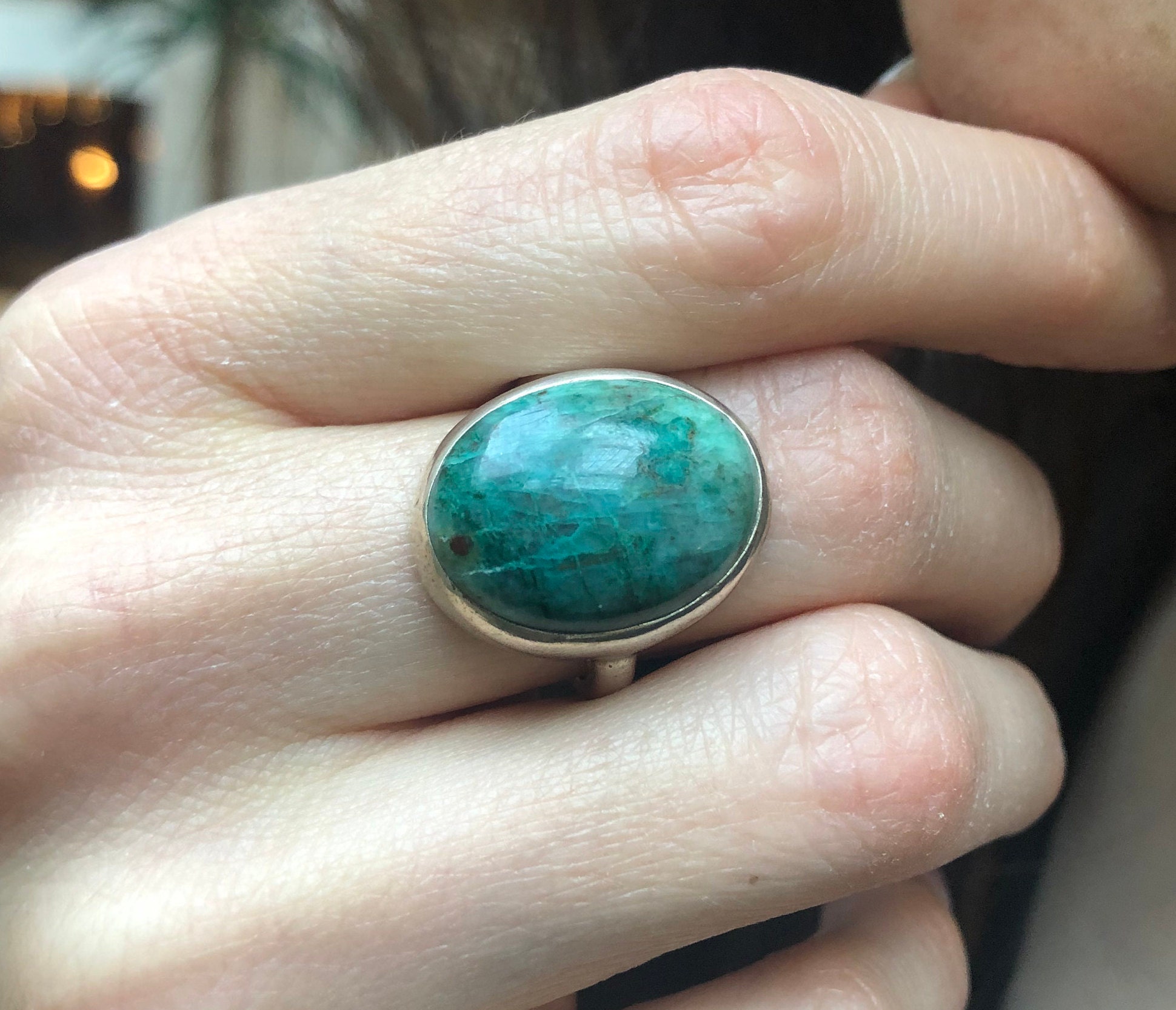 Statement Ring Chrysocolla Ring Natural Chrysocolla Unique | Etsy