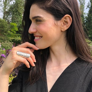Long Silver Ring Shield Ring Armor Ring Solid Silver Ring - Etsy