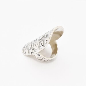 Long Silver Ring, Shield Ring, Armor Ring, Solid Silver Ring, Statement Ring, Vintage Ring, Boho ...