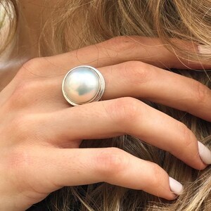 Mabe Pearl Ring Natural Mabe Pearl Chunky Pearl Ring June - Etsy