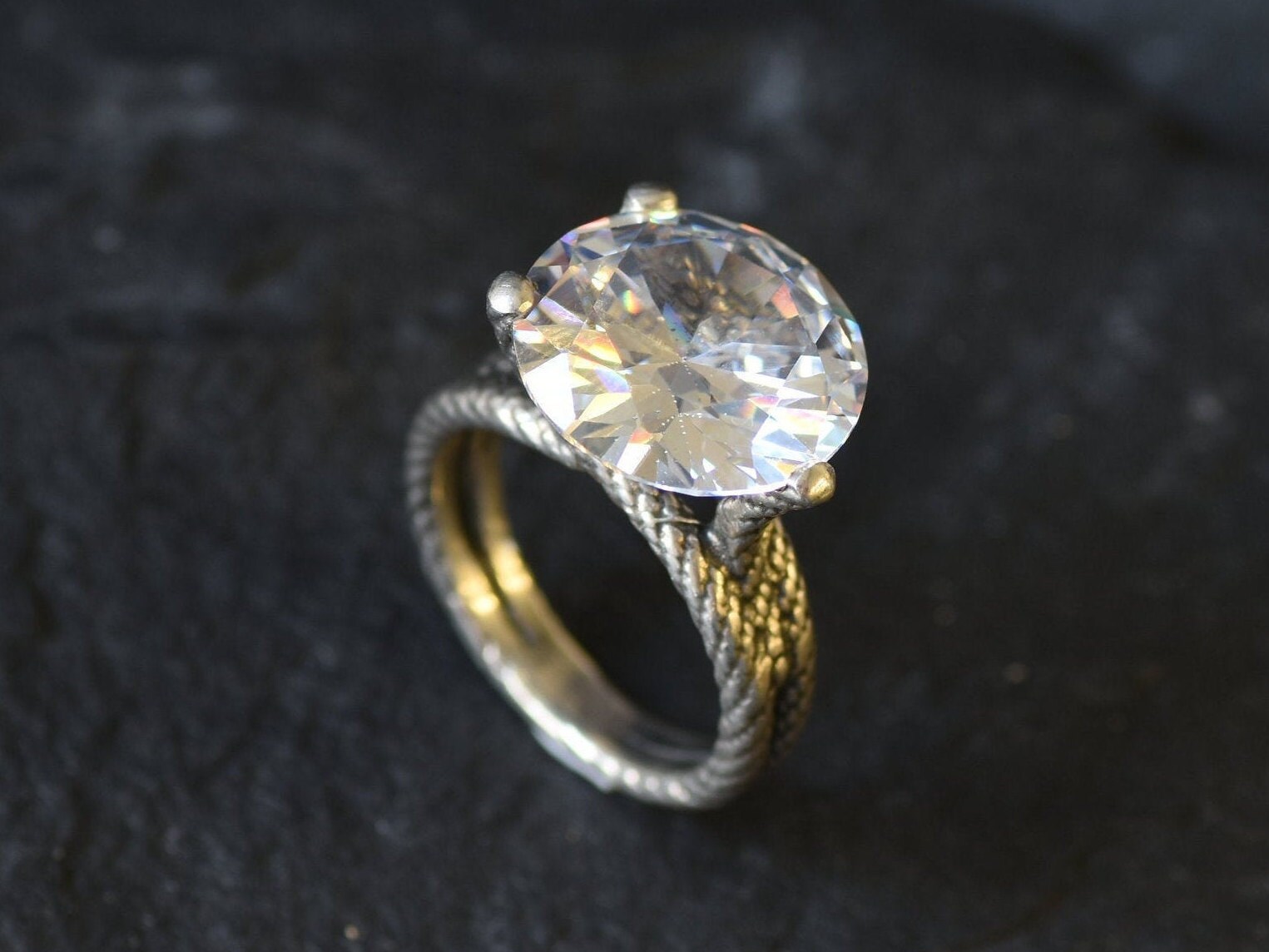 Large Diamond Ring Created CZ Diamond High Statement Ring | Etsy UK