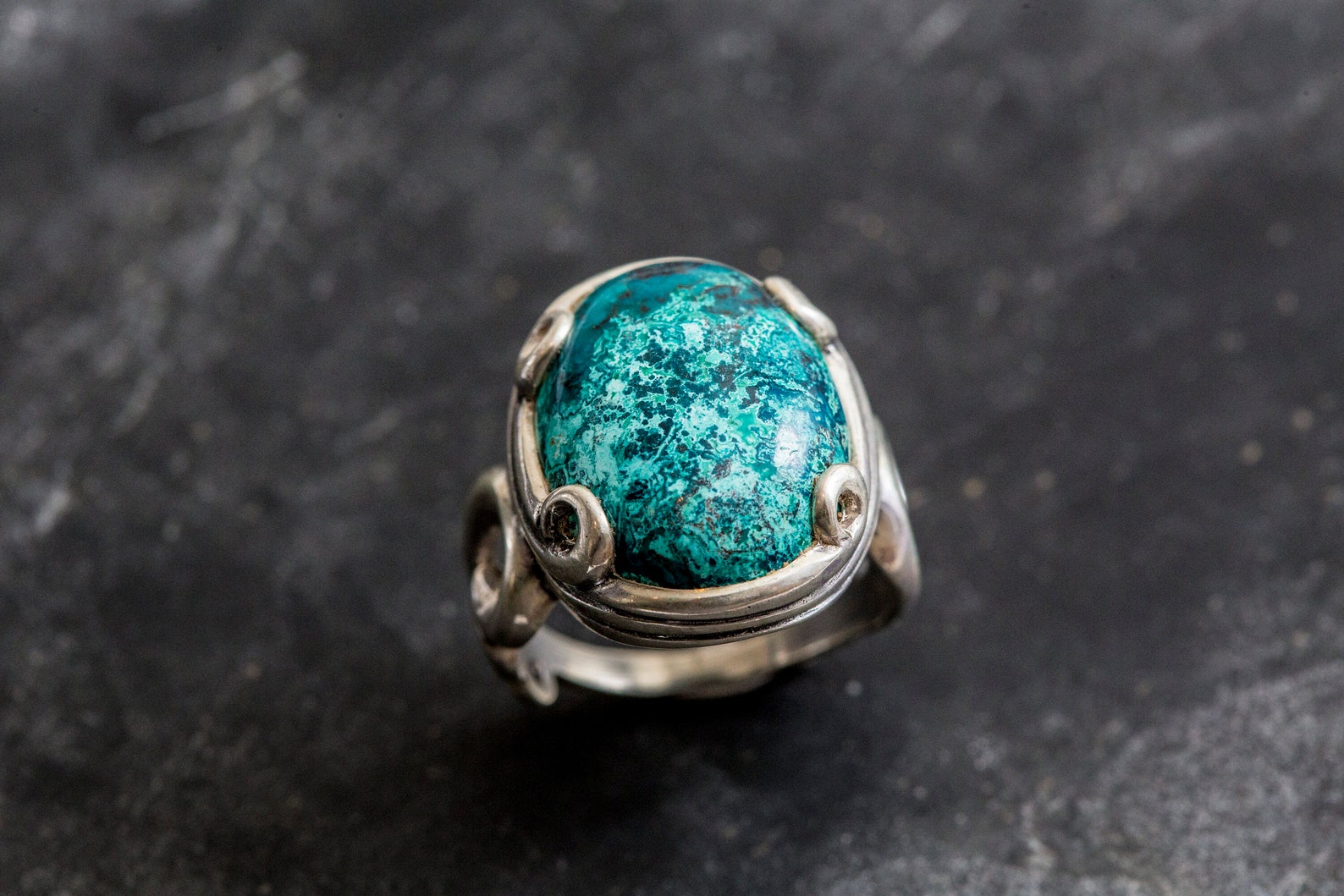 Artistic Blue Ring, Natural Chrysocolla, Vintage Rings, Sagittarius ...