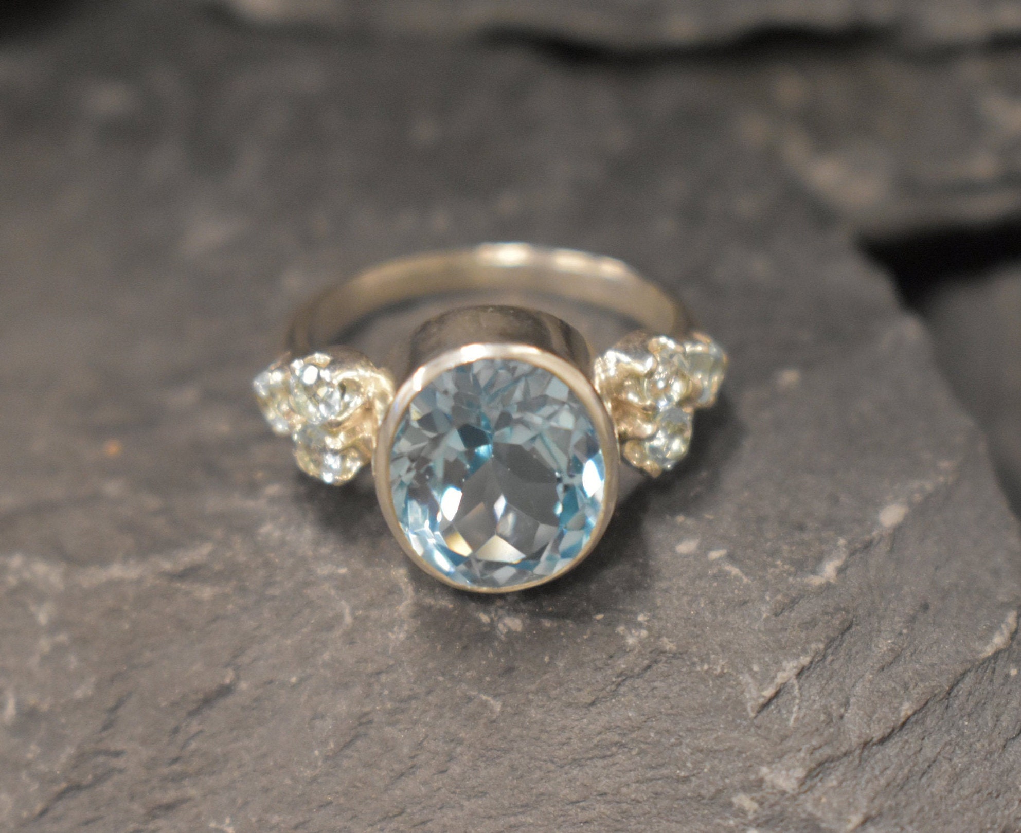 Blue Topaz Ring Natural Blue Topaz December Birthstone Blue | Etsy