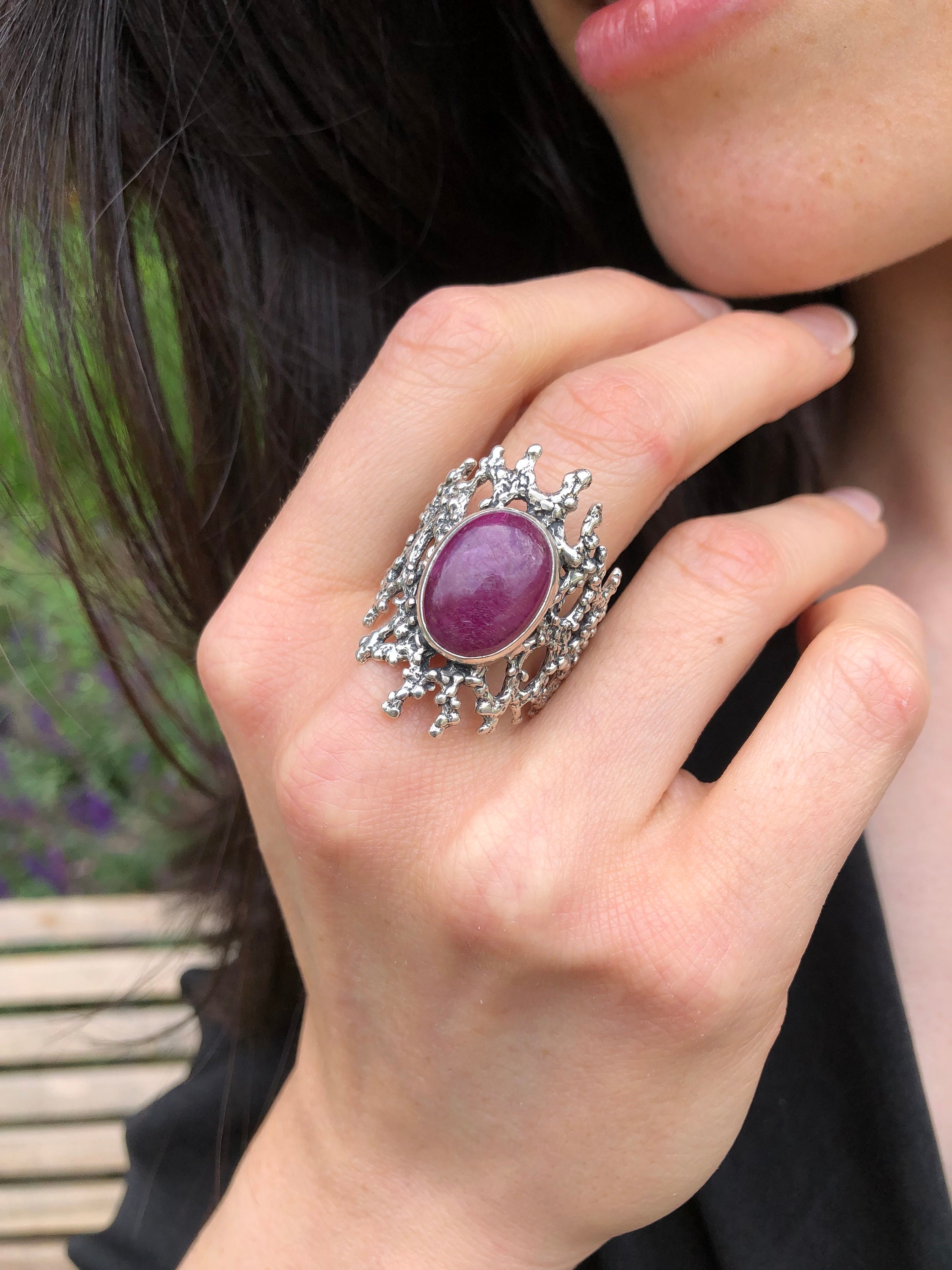 Ruby Ring Natural Ruby Statement Ring Vintage Ring Large - Etsy Australia