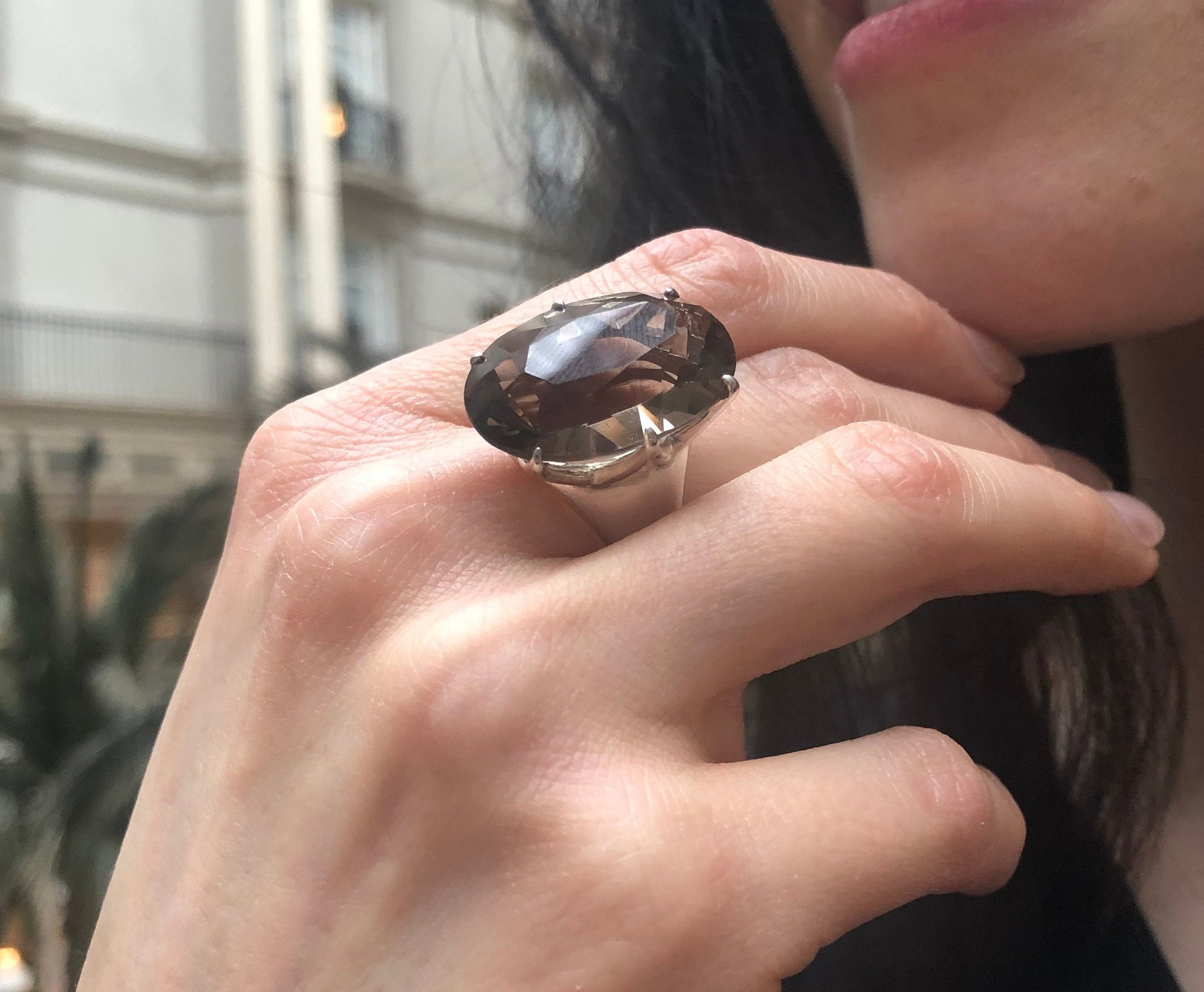 Smoky Topaz Ring Natural Smoky Topaz December Ring Large | Etsy