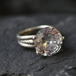 Large Diamond Ring, Created CZ Diamond, High Statement Ring, Sparkly ...