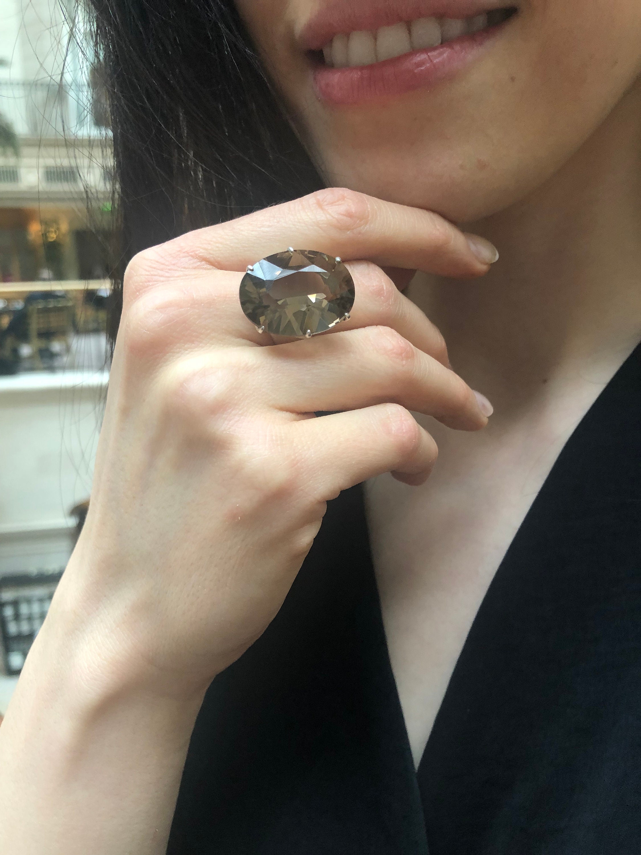 Smoky Topaz Ring Natural Smoky Topaz December Ring Large | Etsy