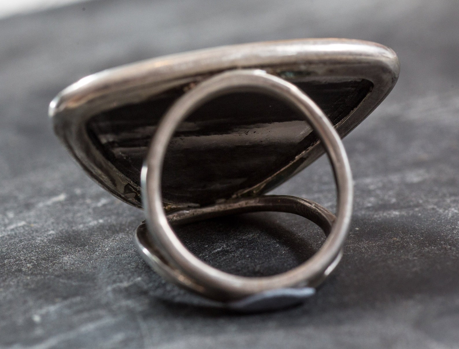 Obsidian Ring Natural Obsidian Black Ring Triangle Ring | Etsy