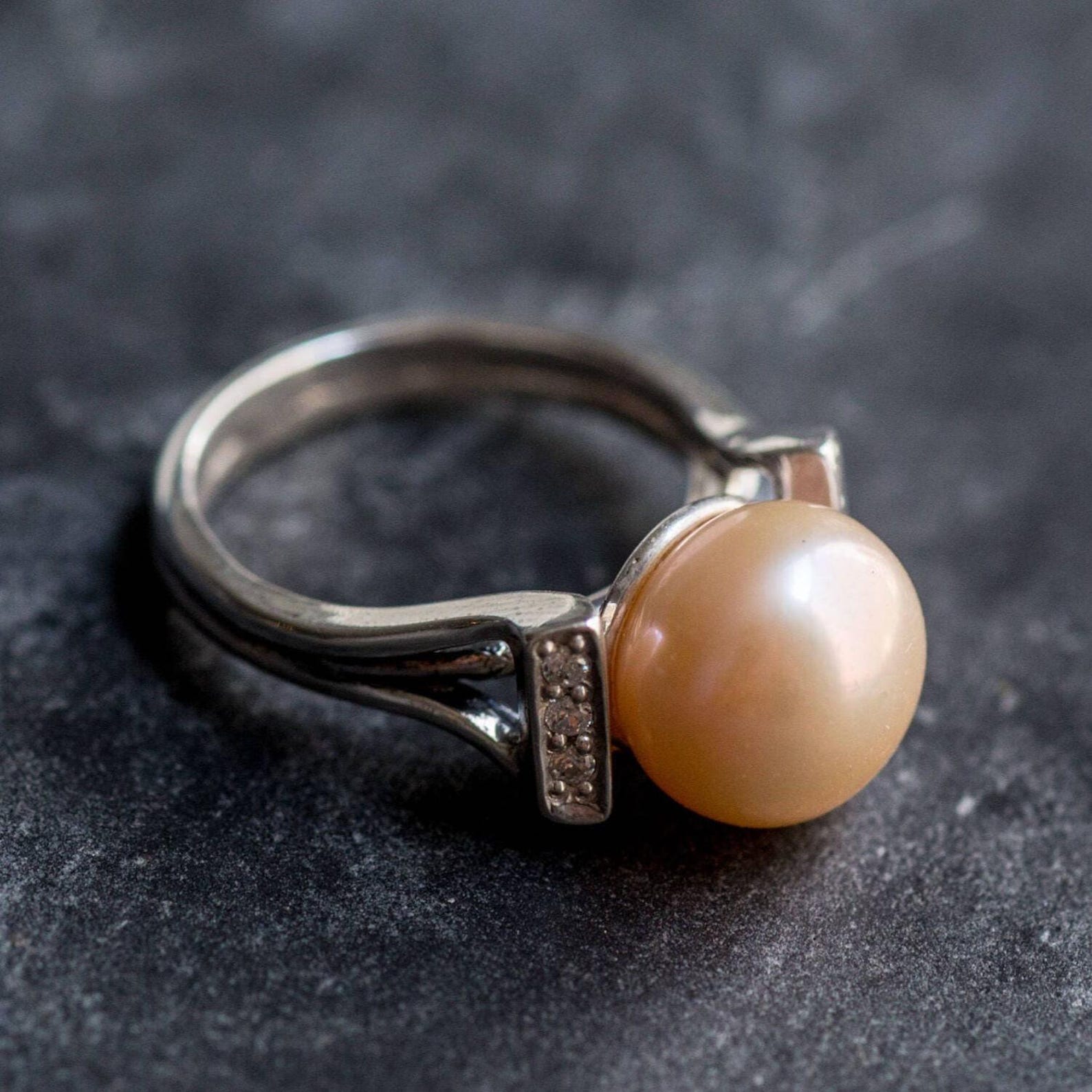 Beige Pearl Ring, Natural Pearl Ring, June Birthstone Ring, Pearl ...