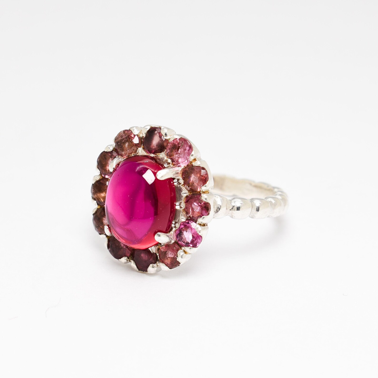 Ruby Flower Ring, Created Ruby, Vintage Ruby Ring, Statement Ruby Ring ...